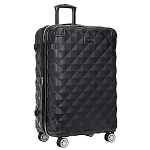 Kenneth Cole Reaction Diamond Tower Luggage Lightweight Hardside Expandable 8-Wheel Spinner Travel Suitcase, Black, 28-Inch Checked