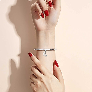 KunBead Initials K Letter Alphabet Love Heart Birthday Dangle Charm Compatible with Pandora Bracelet for Women