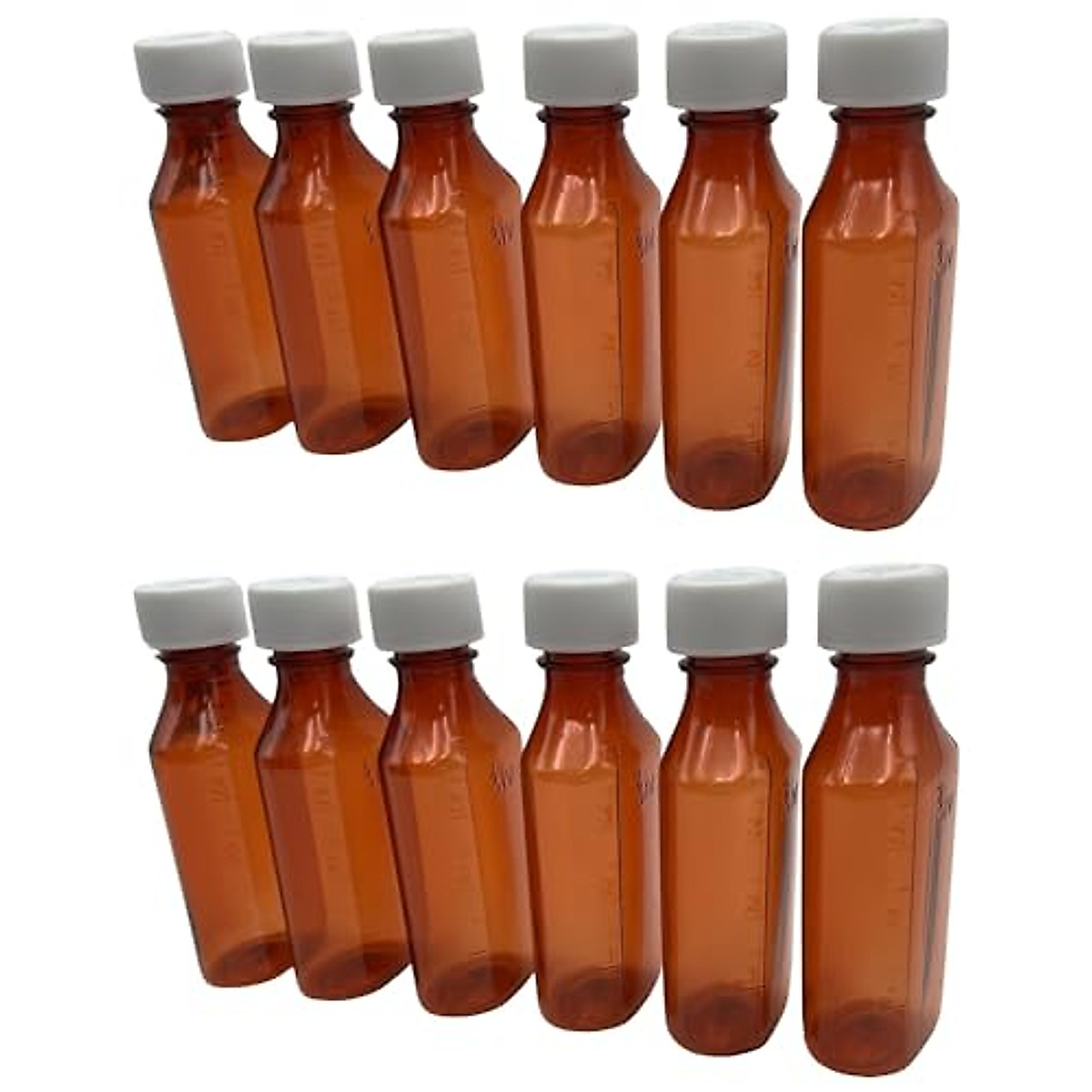 Sandhill Tools Graduated Amber Oval Medicine Bottles with Child Resistant Caps 4 Oz Travel Size Containers for liquids and Lotions (Pack of 12)