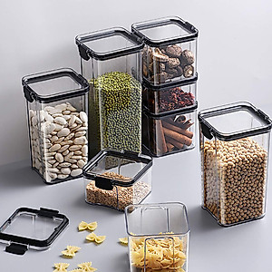 Xicennego Airtight Food Storage Container Set 6-Pcs.kitchen Storage Organizer, For Pasta, Nuts, Beans, Snacks, Storage Jar With Lid/Snap Design/BPA-Free/Stackable/Leakproof （white）