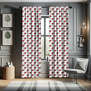 Ambesonne Romantic Window Curtains, Valentine's Hearts Lovers Heartbroken Amour Graphic on Plain Backdrop, Lightweight Decor 2-Panel Set with Rod Pocket, Pair of - 28" x 84", Vermilion Orange