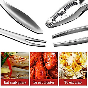 18 Pcs Seafood Tools Set including 8 Forks 4 Lobster Crackers Nut Cracker and 4 Lobster Crab Mallets 2 Seafood Scissors