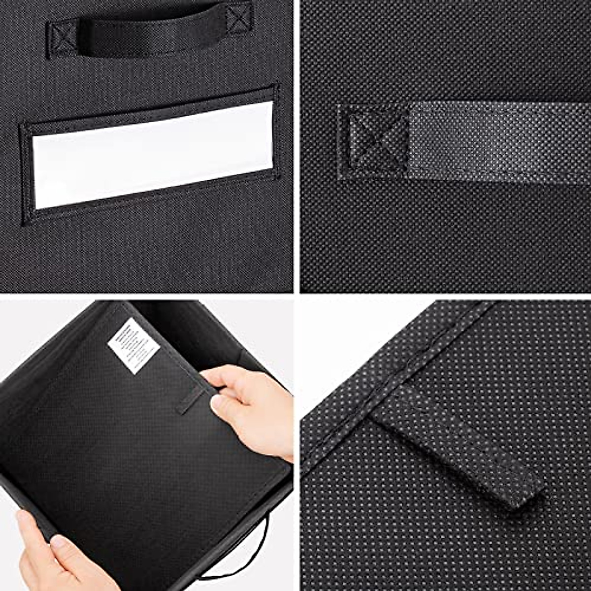artsdi Set of 10 Storage Cubes, Foldable Fabric Cube Storage Bins with 10 Labels Window Cards & a Pen, Collapsible Cloth Baskets Containers for Shelves, Closet Organizers Box for Home & Office,Black