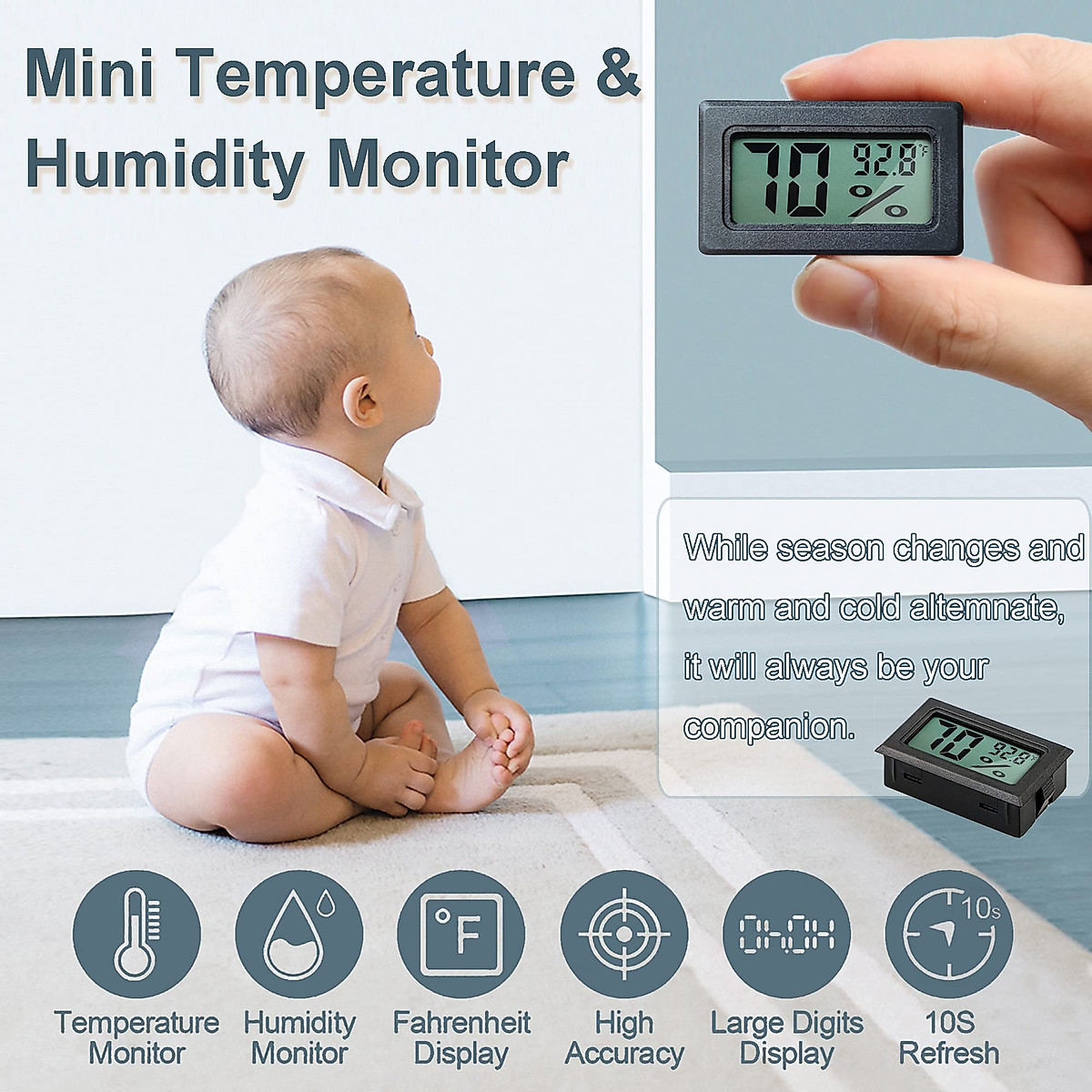 Humidity Gauge,Newlight66 Digital Hygrometer Indoor Outdoor Hygrometer Thermometer (°F) for Home Car Greenhouse（12 Pack)