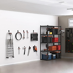 WALMANN 12PCS Garage Storage Hooks, Wall Mount Utility Hooks for Tools, Ladders, Cords, Folding Chairs, Shovels and Rakes, Shelving Hooks for Keyhole Shelving Units