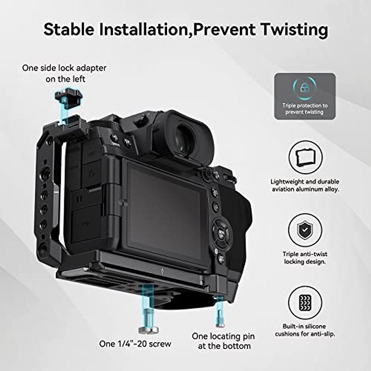 SmallRig X-H2 / X-H2S Camera Full Cage for FUJIFILM X-H2 / X-H2S, Aluminum Alloy Video Making Camera Rig with NATO Rails, Quick Release Plate for Arca, Support Horizontal and Vertical Shooting - 3934