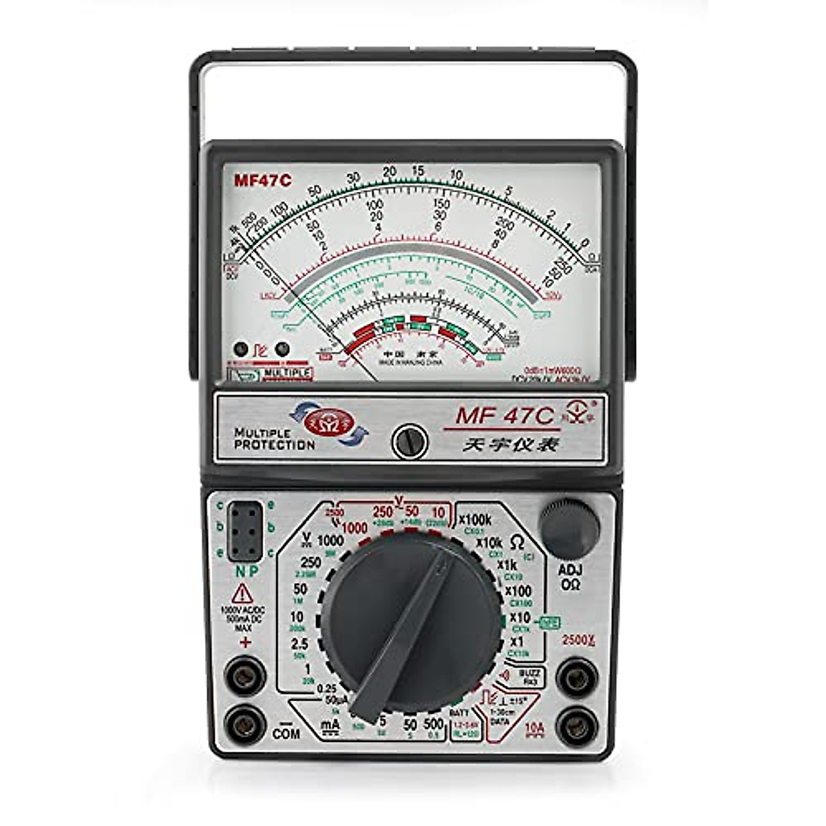 Mf47 Ac/dc Analog Multimeter, Mechanical High-Precision Anti-Burn Buzzer Full Protection Multimeter, Pointer Multimeter Tester, 27.5 * 21 * 5.4cm