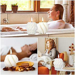 Threlaco 2 Pieces Handmade Knot Ball Candle Elegant Swirl Candle Large Pillar Candle Scented Soy Wax Twirl Candle Decorative Candles for Housewarming Gift Room Shelf Decor