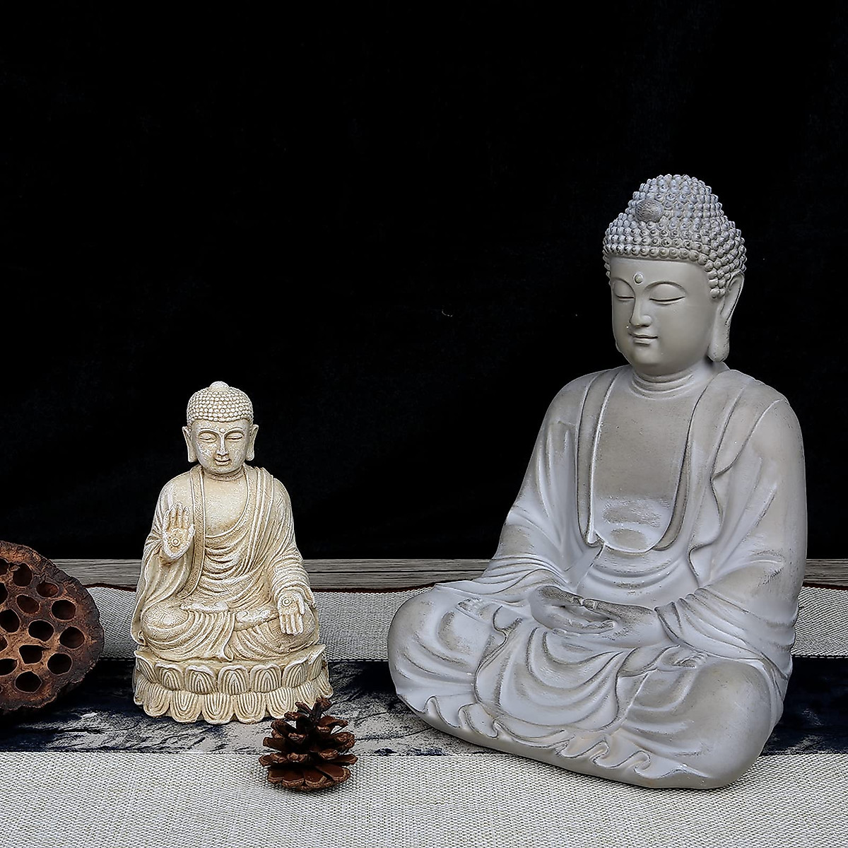 Exqelf Buddha Statue, Praying Buddha Decor Figurine, Meditating Buddha Serene Decorative Figurine for Home Office Desktop Outdoor Garden Yard Decoration, Yoga Zen Décor(Small)