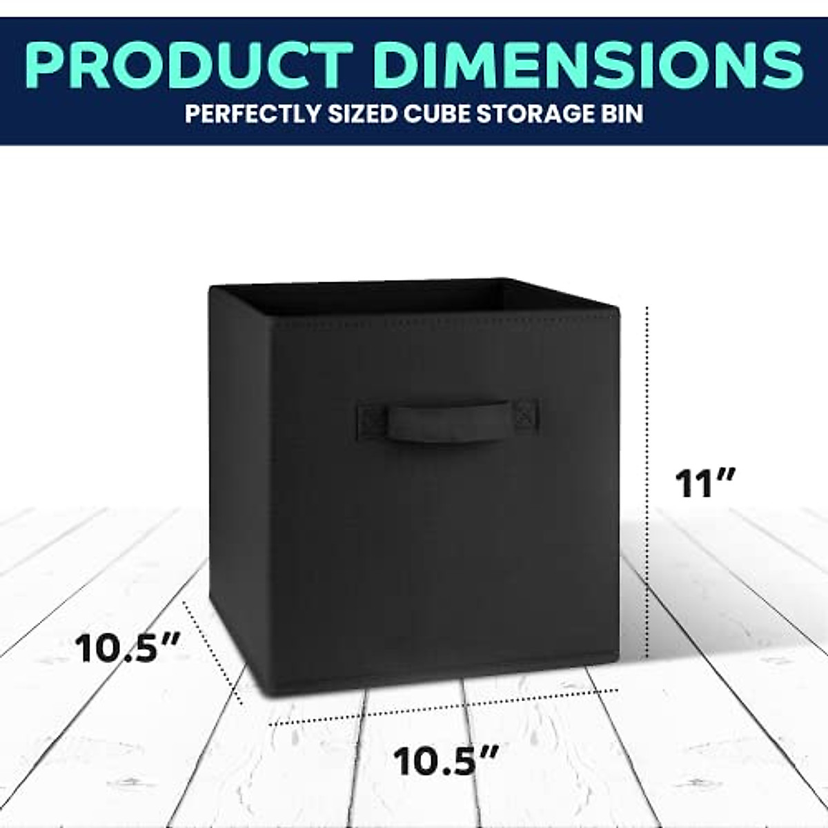 Cube Storage Bins - 11 Inch Storage Cubes (9 Pack) | Fabric Cubby Basket for Home, Kids Room & Nursery | Dual Handles, Foldable | Cube Organizer Storage Bin (Black)