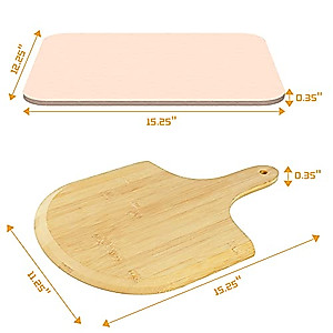 AiKanbo Pizza Oven Pizza Stone Baking Stone, Outdoor Grill Pizza Baking Stone, Bamboo Pizza Peel Paddle, Can Make Pizza, Pies, Bread and Biscuits,15"×12"×0.39",6.6Lbs