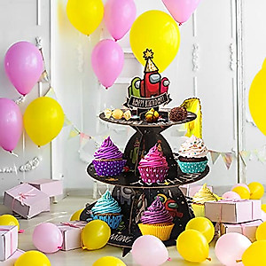 Cake Stand 3 Tier Birthday Party Decoration Supplies for Cupcake Stand Decorations Video Game Theme Party Favors Baby Shower Decor.