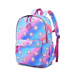 KK CRAFTS Kids Basic Travel Backpack For School Boys Girls Whole Size Water Resistant Bookbag(Unicorn)
