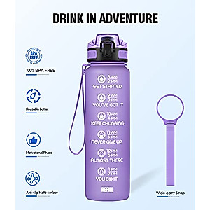 NOIFYS Motivational 32 oz Water Bottle with Time Marker, Updated BPA Free Leak Proof Water Bottles With Fruit Strainer and Straw, Perfect For Fitness Gym Outdoor