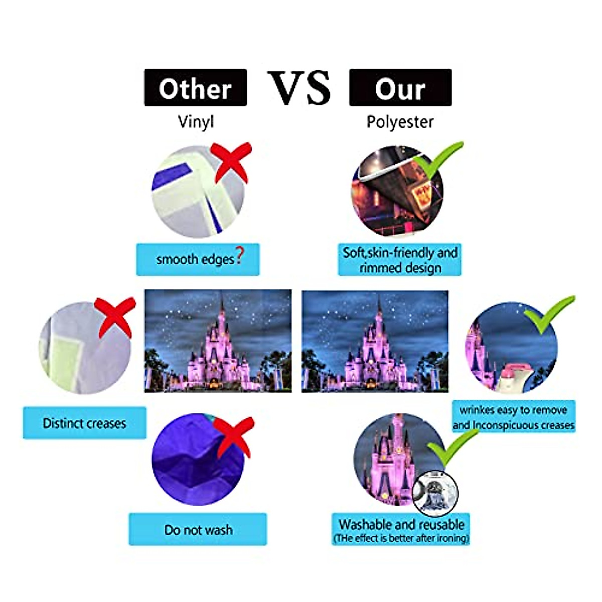 Castle Backdrop 7x5ft Beautiful Castle Night View Photography Background for Children and Girl Birthday Party Photo Video Shooting Props BV037