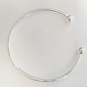 RUBYCA 10pcs White Silver Plated Bangle Bracelet Screw End Ball Cuff Charm Beads DIY Jewelry