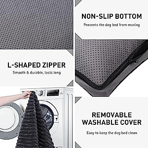 Large Dog Bed Washable with Removable Cover Waterproof, Dog Crate Beds for XL Large Medium Small Dogs Cats, Soft Flannel Pet Beds Anti-Slip Kennel Pad 36 inch