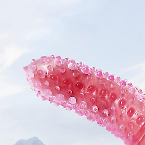 Ousandy Dildo Vibrator G Spot Vibrator Clitoral Finger Sleeve Soft Jelly Clit Adult Couples Sex Toys (Pink)