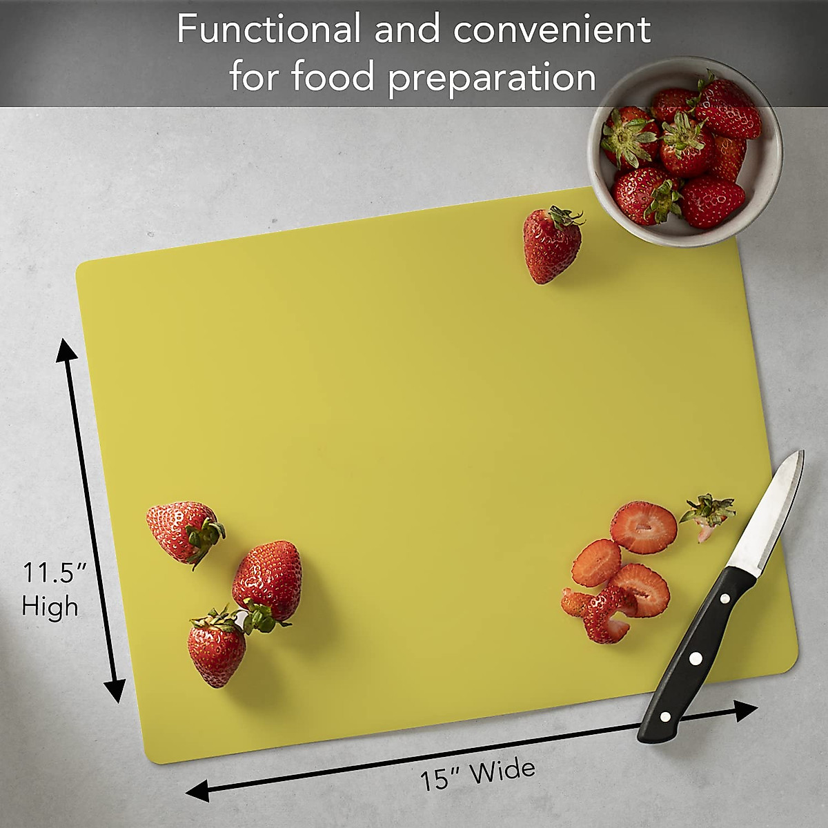 Cut N' Funnel Rustic Wine/Citrus Designer Flexible Plastic Cutting Board Mat with Coordinating Solid Flex Mat 15" x 11.5", Made in the USA, Decorative, Flexible, Easy to Clean