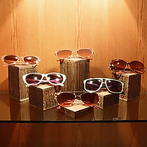 MOOCA Wooden 6 Pcs Square Risers for Display Jewelry and Accessories Display Stand Wooden Risers For Jewelry Figurine, Brown