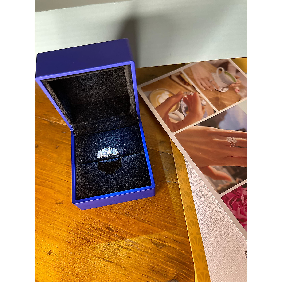 AURORADIA Moissanite Engagement Ring 3 Stone for Women, D Color VVS1 Round Cut Solitaire Wedding Band, 18K Platinum Silver Promise Rings for Her (6.5, 2)