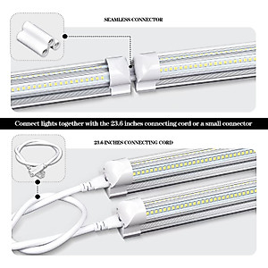 Gugsey LED Shop Lights - 4FT 50W LED Light Fixture, 4 Foot High Output 7750Lumen, 6000K, Clear Cover, V-Shape Linkable, Plug and Play, T8 LED Tube Light for Garage, Workshop (10 Pack)