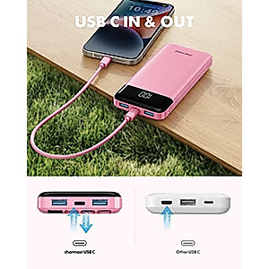Portable Charger with Built in Cables, Portable Charger with Cords Wires Slim 10000mAh Travel Essentials Battery Pack 6 Outputs 3A High Speed Power Bank for iPhone Samsung Pixel LG Moto iPad