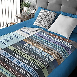 to My Daughter Blanket Gifts from Mom Dad, Valentine's Day Birthday Gifts for Daughter Gifts for Graduation Wedding Christmas Flannel Fleece Warm Cozy Lightweight Throw Blankets for Bed Sofa 50"x60"