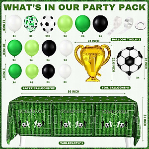 Soccer Birthday Party Decorations 87Pcs Soccer Birthday Party Supplies Including Tablecloth Backdrop Banner Cake Topper Latex Balloons Foil Balloons Decorations Kit
