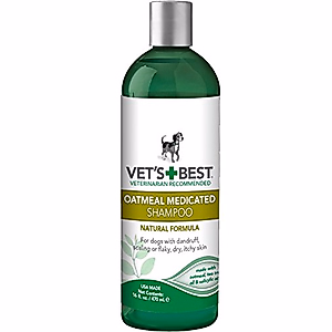 Vet's Best Medicated Oatmeal Shampoo for Dogs | Soothes Dog Dry Skin | Cleans, Moisturizes, and Conditions Skin and Coat | 16 Ounces