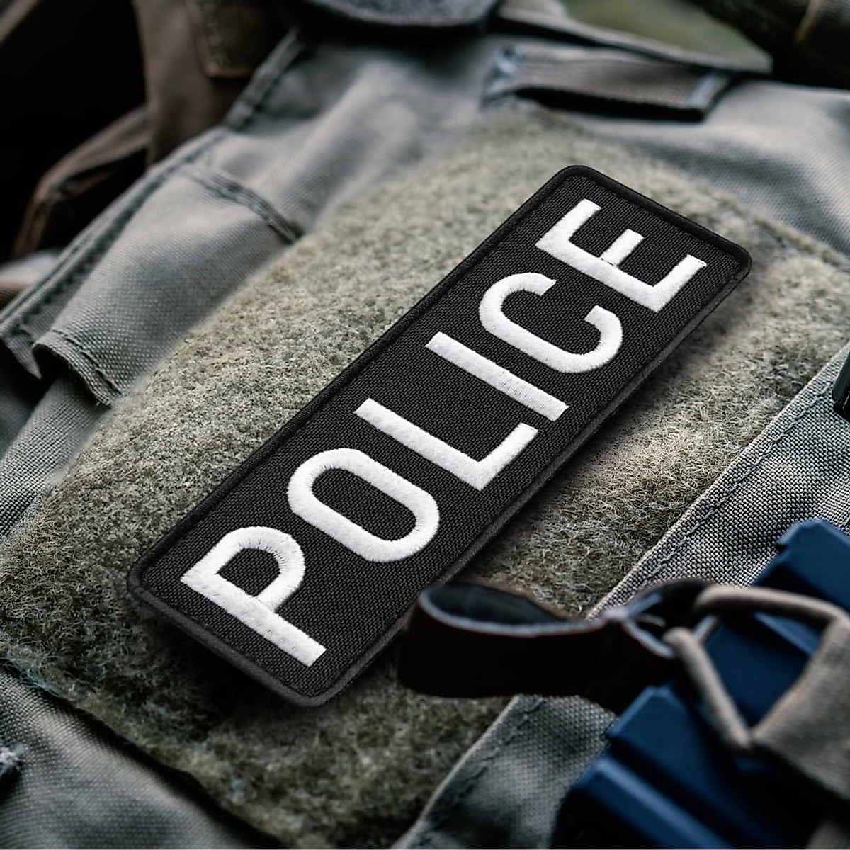 Police Federal Officer Embroidered Patch Set 4x10 and 2x5 Black Gray Hook Back