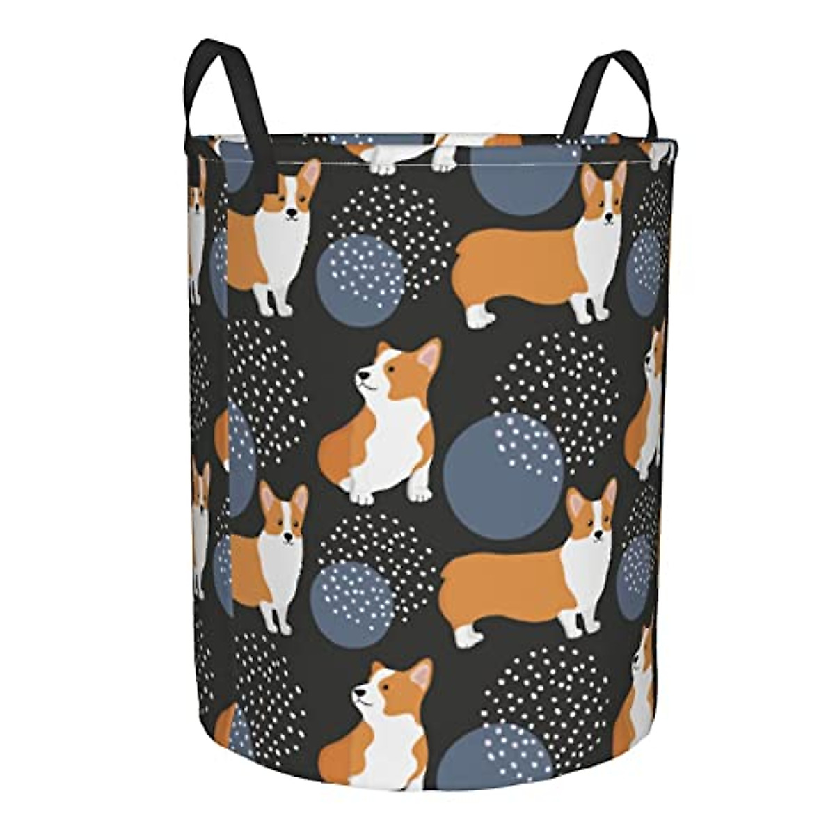 FeHuew Corgi Pattern Cartoon Puppy Dot Collapsible Laundry Basket with Handle Waterproof Fabric Hamper Laundry Storage Baskets Organizer Large Bins for Dirty Clothes,toys,Bathroom