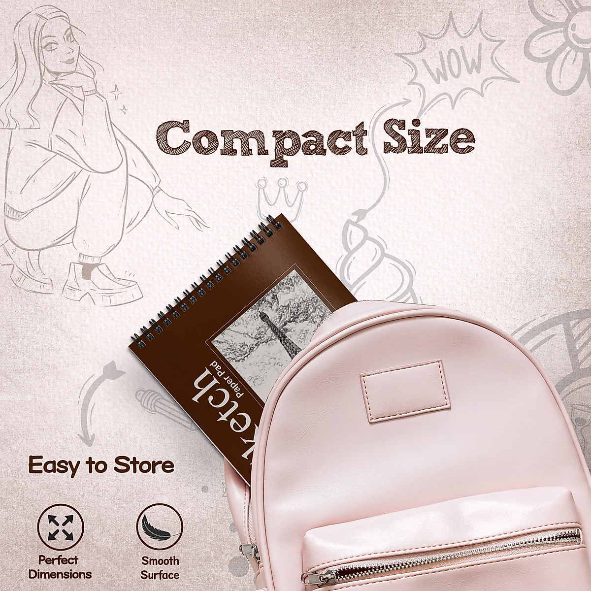 Emraw 6" x 8" Sketch Book Top Wire Bound Spiral, Acid Free Sketchbook White Writing, Drawing & Sketching Sketch Pads for Kids Adults Beginners Artists, 50 Sheets Per Sketch Pad, 2 Pack