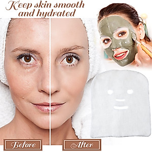 Leelosp 100 Pieces Gauze Mask Large Precut Gauze Face Masks Soft Pads White Net Natural Spa Skin Paper Sheet for Home Beauty Salon DIY Mesh Face Care Beauty Salons