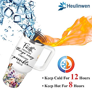 Christian Gifts for Women Tumbler 40Oz With Handle & Straw - Faith Gifts Christian Tumblers Bible Gifts - Encouragement Inspirational Gifts for Women - Religious Birthday, Christmas Gifts for Friends