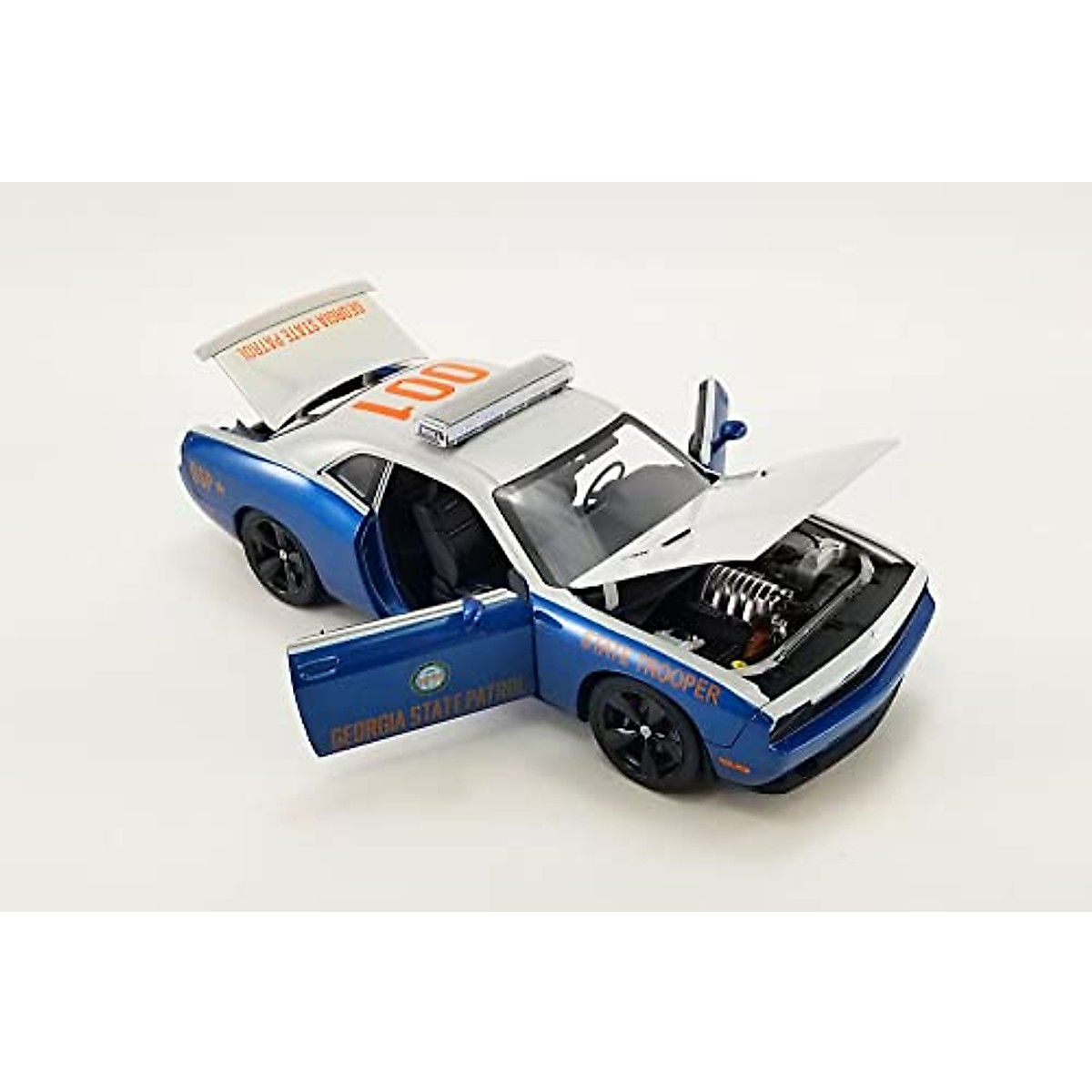 ModelToyCars 2010 Dodge Challenger SRT8, Blue and White - Acme A1806018 - 1/18 Scale Diecast Model Toy Car