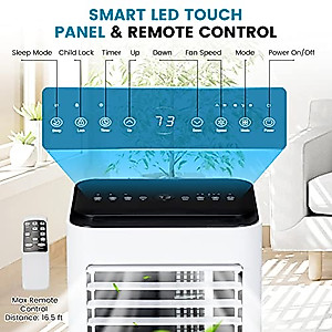 PETSITE 10000 BTU Portable Air Conditioner, 3 in 1 AC Cooling Unit with Remote Control, Dehumidifier, Sleep Mode, Window Kit, Stand up AC Unit for Bedroom Cools up to 350 Sq.Ft