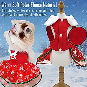 Dog Christmas Dress Costume Puppy Cold Weather Clothes Sweaters for Small Dogs Red Skirt Santa Claus Pet Costumes Reindeer Christmas Outfits Winter Warm Jacket Coat Holiday Xmas Party Costume Apparel