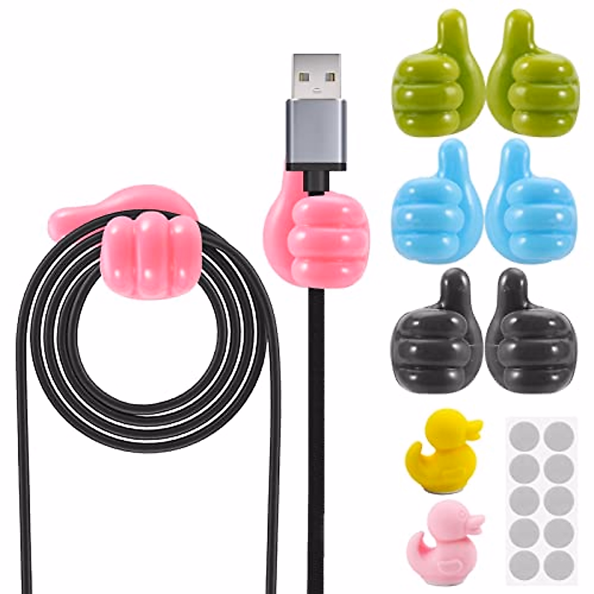CfoPiryx 11pcs Cable Clips Cable Holder, Thumbs Duck Wire Organizer, Self-Adhesive Hooks Set for Desk, Power Cables, Charging Cables, Audio Cables, for Office, Desk Organiser(Size:11pcs)