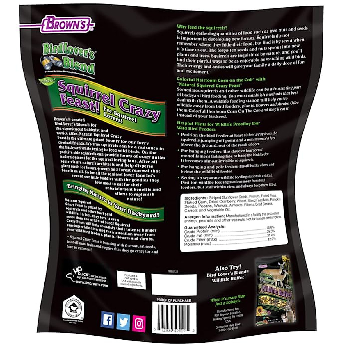 FM Brown Bird Lover's Blend Squirrel Crazy Feast, 3 lbs.