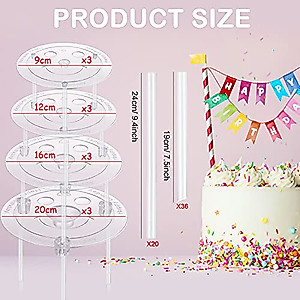 68 Pieces Cake Tier Stacking Kit 12 Pieces Cake Separator Plates for 4, 5, 6, 8 Inch Cakes with 20 Pieces White Plastic Cake Sticks Support Rods, 36 Pieces Clear Cake Stacking Dowels for Tiered Cakes