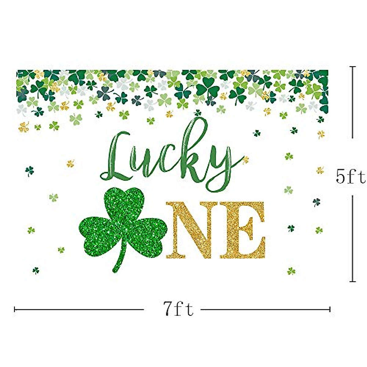 MEHOFOND 7x5ft St. Patrick's Day Happy First Birthday Party Decorations Photo Backdrop Lucky One Banner Green and Gold Shamrock Irish Supplies Spring March Photography Background Props for Cake Smash