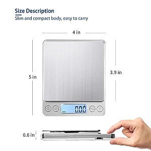 KUBEI Upgraded Large Range Small Kitchen Scale, USB Charging Mini Food Electronic Scale, High Accuracy Cooking Scale, Pocket Scale with LCD Display, 1kg/0.01