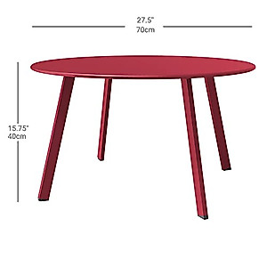 Grand patio Round Steel Patio Coffee Table, Weather Resistant Outdoor Large Side Table, (Red, 1PC)