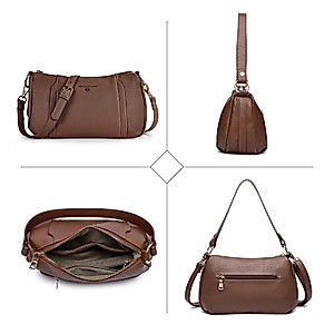 AMELIE GALANTI Small Medium Size Crossbody Bag purse for Women,leather Shoulder handbag with Adjustable Strap (991706-BEIGE)