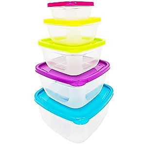VOYISA Food Storage Container Storage Bowls Kitchen & Pantry Organization Meal Prep Container with Lids, BPA-Free, Freezer, Microwave and Dishwasher Safe (5 Sets Pack )