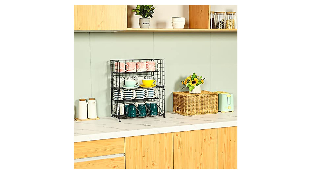 Stackable Mug Rack - 4 Tier Holder for Cups & Bottles