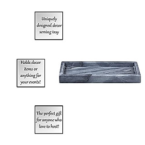 47th & Main Elegant Marble Tray 13 x 6.3-inches, Grey Rectangle