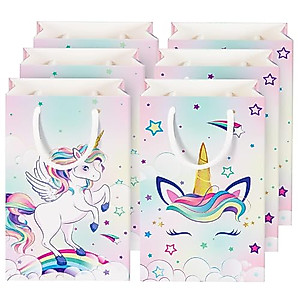 16PCS Unicorn Gift Bags - Rainbow Unicorn Party Favors Bags Goodie Bags with Handles for Girls Kids Birthday Unicorn Trick or Treat Bags Candy Treat Bags Unicorn Baby Shower Party Favor Bags Supplies