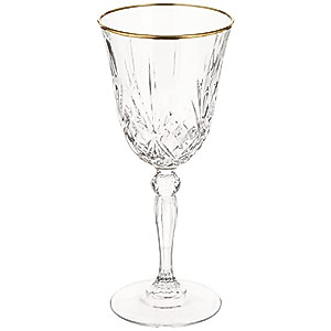 Lorren Home Trends Siena Collection Crystal Red Wine Glass with Gold Band Design, Set of 4, 7.5 fluid ounces